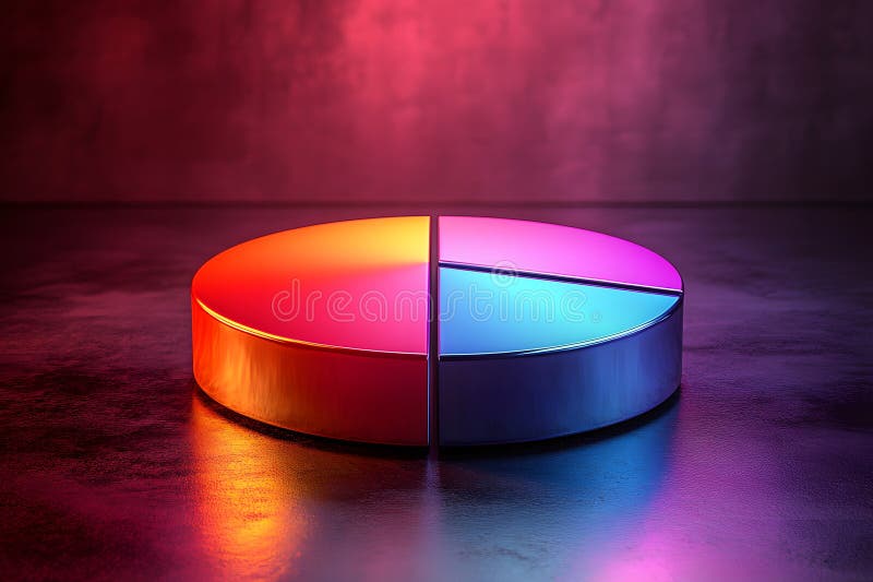 Vibrant 3D Pie Chart in Neon Light Setting for Data Visualization ...
