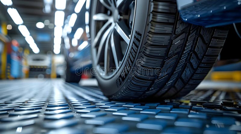 Sleek Tires at the Forefront in Modern Auto Shop. Concept Auto Shop ...