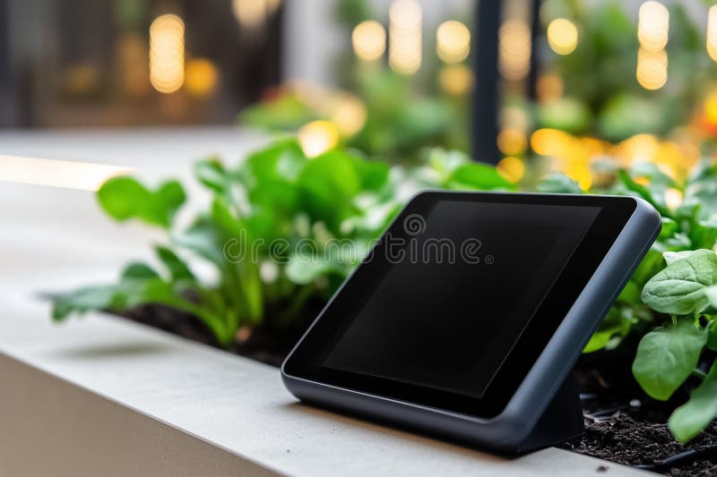 A Sleek Touchscreen Control Panel is Set Against a Backdrop of Lush ...