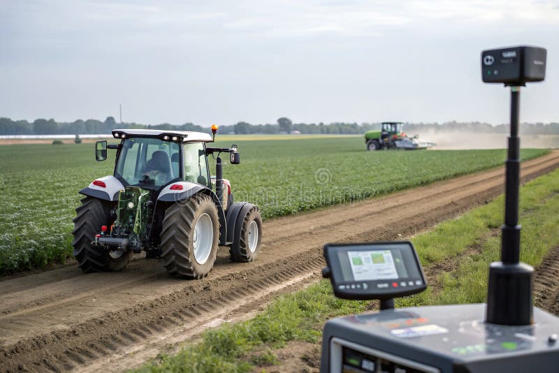 Sleek Tractor Utilizing GPS and Automation Technology in Expansive ...