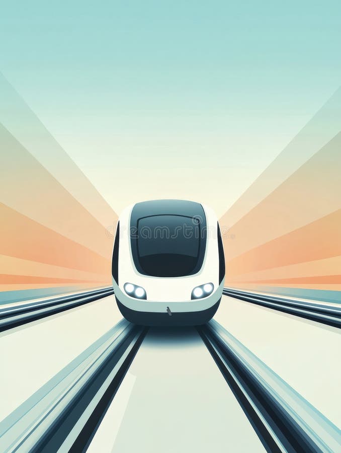 A Sleek Train Design Moves Effortlessly Along Railway Tracks, with a ...