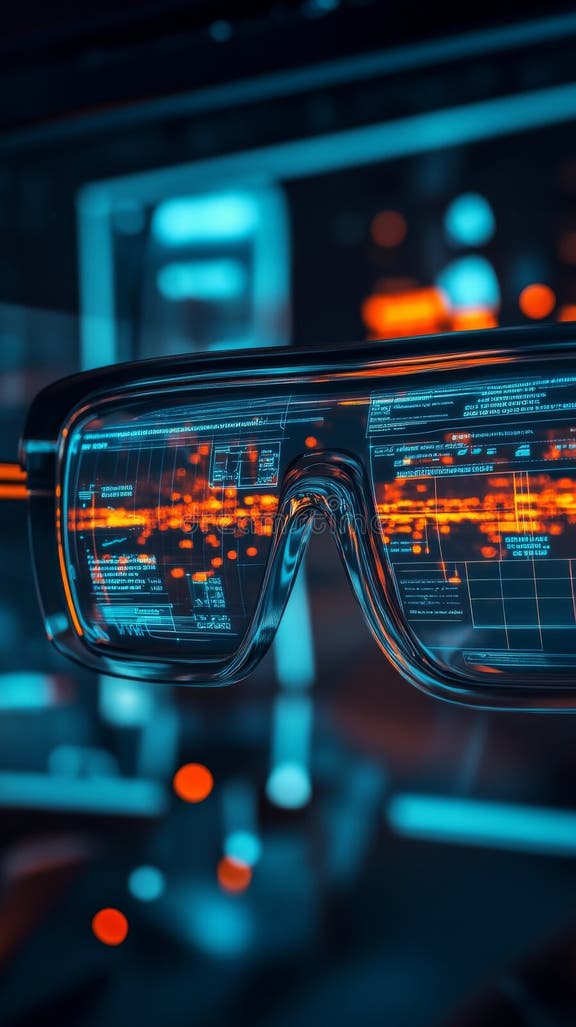 Transparent AR Glasses with Glowing Digital Displays Stock Image ...
