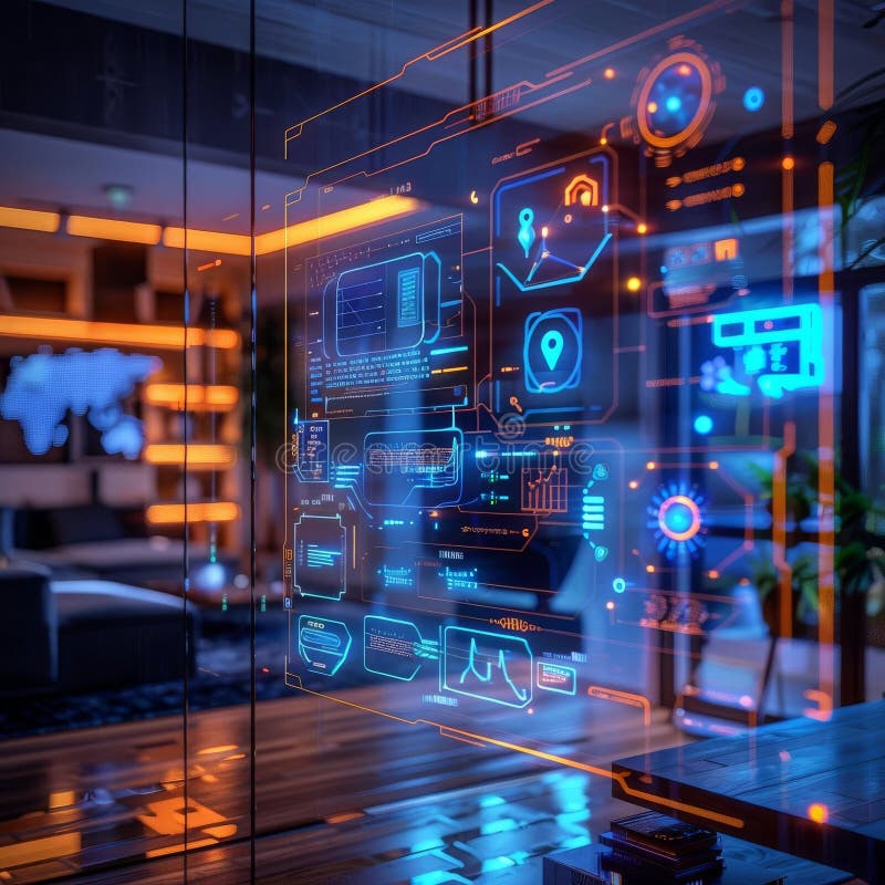 Futuristic Smart Home Control Panel Stock Illustration - Illustration ...