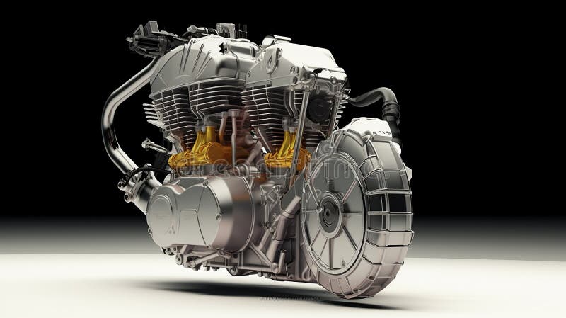 Sleek and Transparent Engine Structure with Shadows on Smooth Floor ...