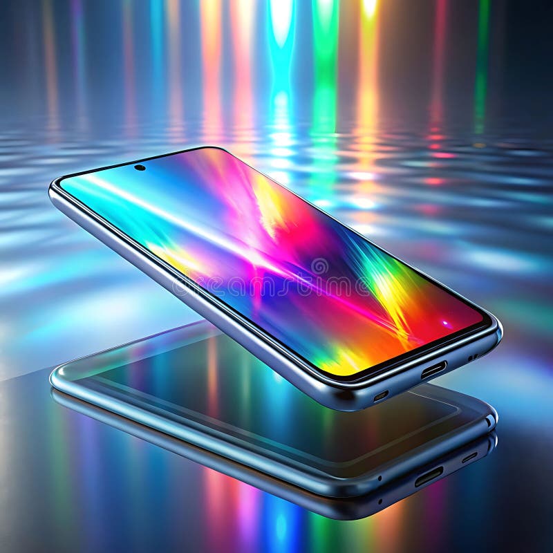 Sleek Transparent Smartphone with Holographic Interfaces Floating Above ...