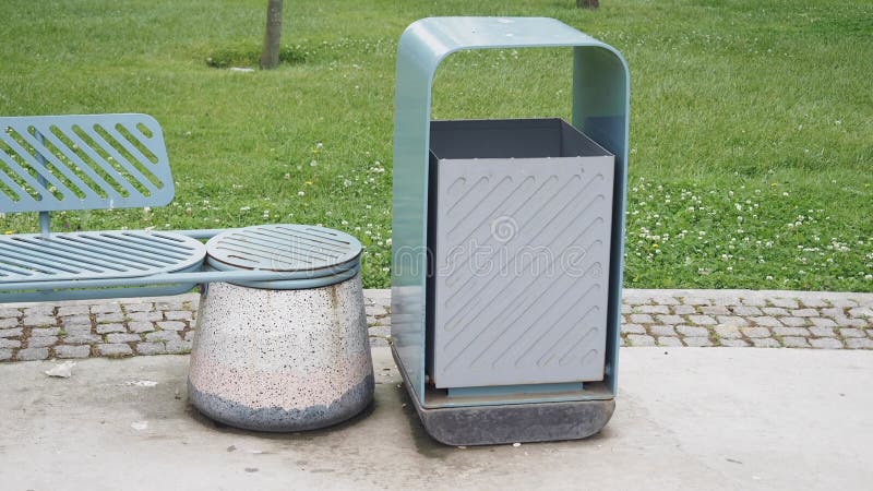 Modern Trash Bin Design in Urban Park Setting Stock Video - Video of ...