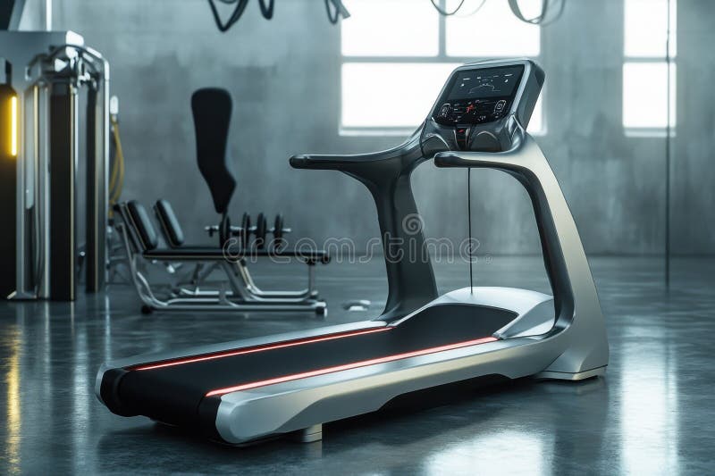 Modern Treadmill in a Well-equipped Gym Featuring Various Fitness ...