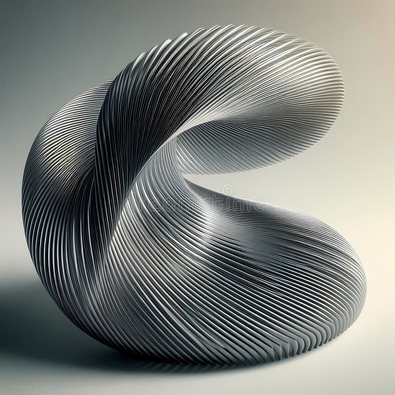 Futuristic Twisting Metallic Sculpture with Abstract Ribbon-Like Design ...