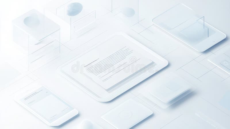 Sleek UIUX Wireframe Background with Transparent Elements and Floating ...