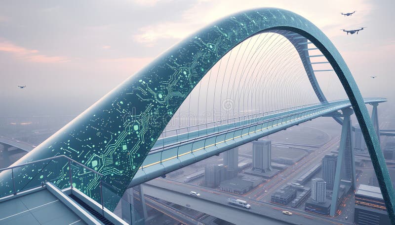 Sleek, Ultra-modern Bridge Built by AI, Featuring a Seamless Glass ...