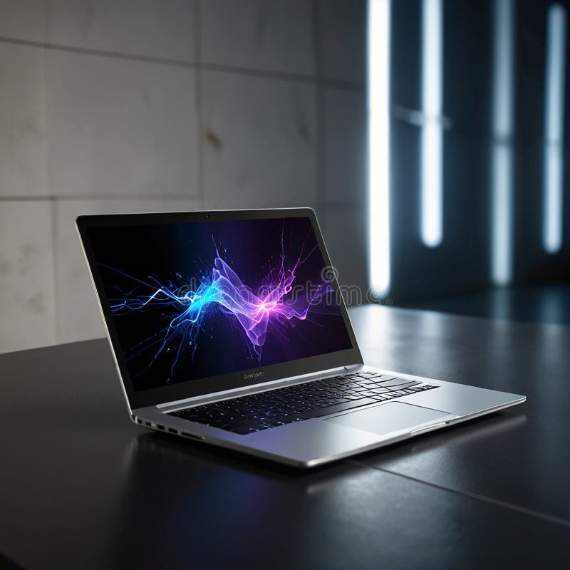A Sleek, Ultra-modern White Shiny Laptop with a Reflective Surface ...