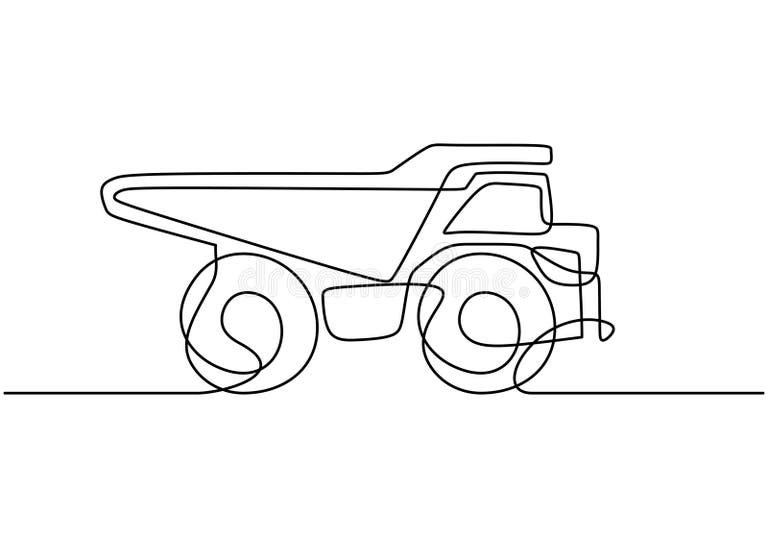 Sleek Vector Continuous Line Drawing of a Dump Truck Construction ...