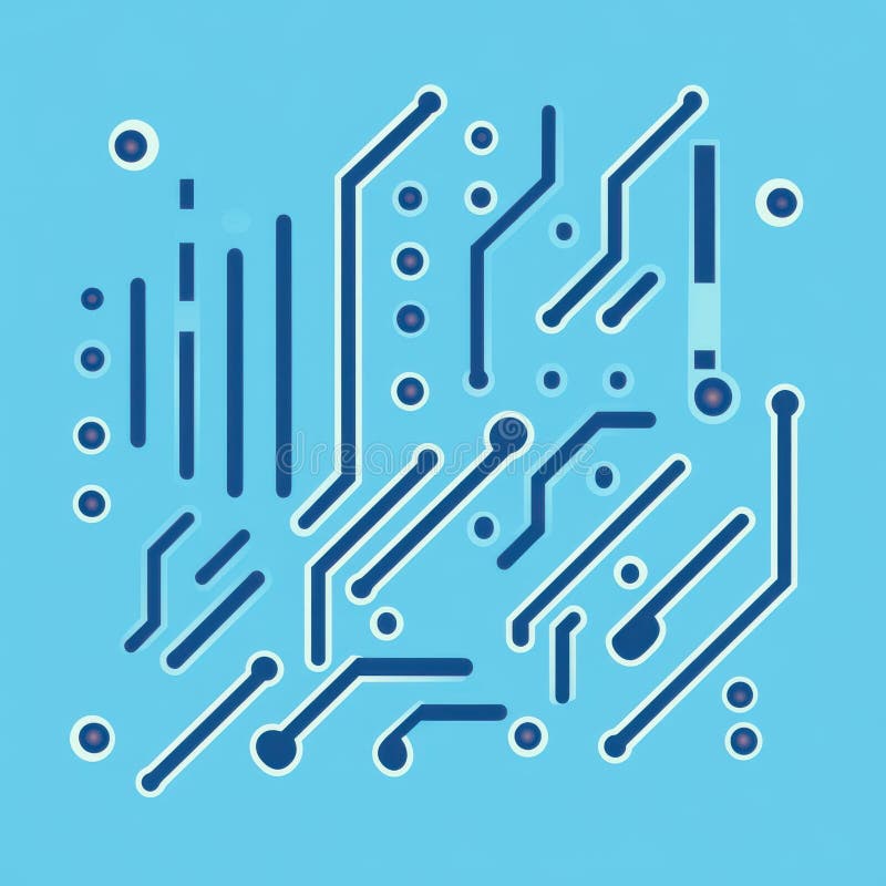 A Sleek Vector Illustration of a Circuit, Featuring Light and Dark Blue ...
