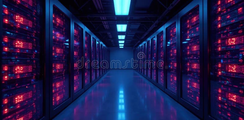 Data Center Server Racks Illuminate Network Infrastructure Technology ...