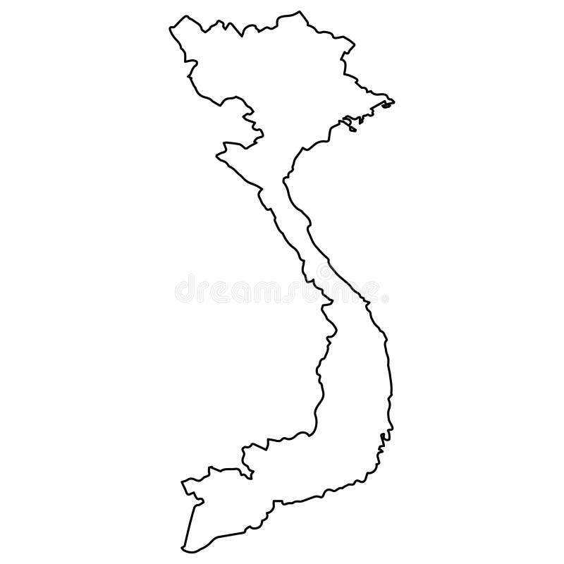 Sleek Vietnam Outline Minimalist Map in Black Silhouette Stock Vector ...