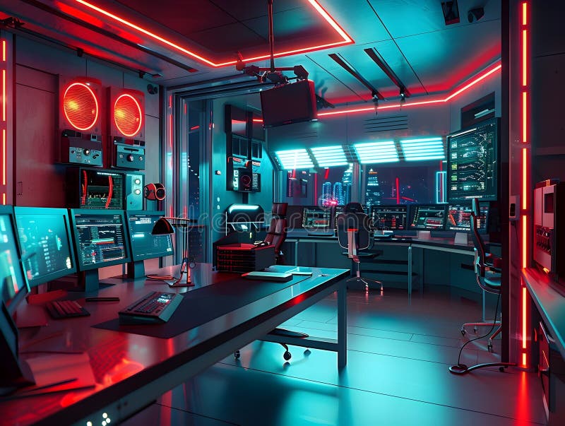 Sleek Visual Effects Studio with Interactive Digital VFX Tools and Neon ...