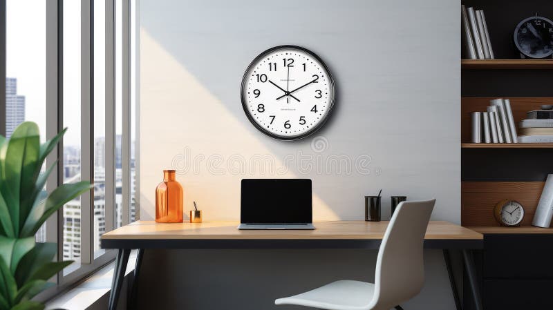 Sleek wall clock office stock illustration. Illustration of timepiece ...