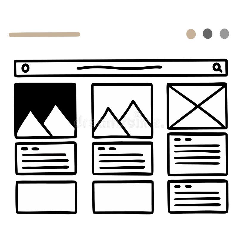 Sleek Website Design Wireframe with Image and Text Placement Stock ...
