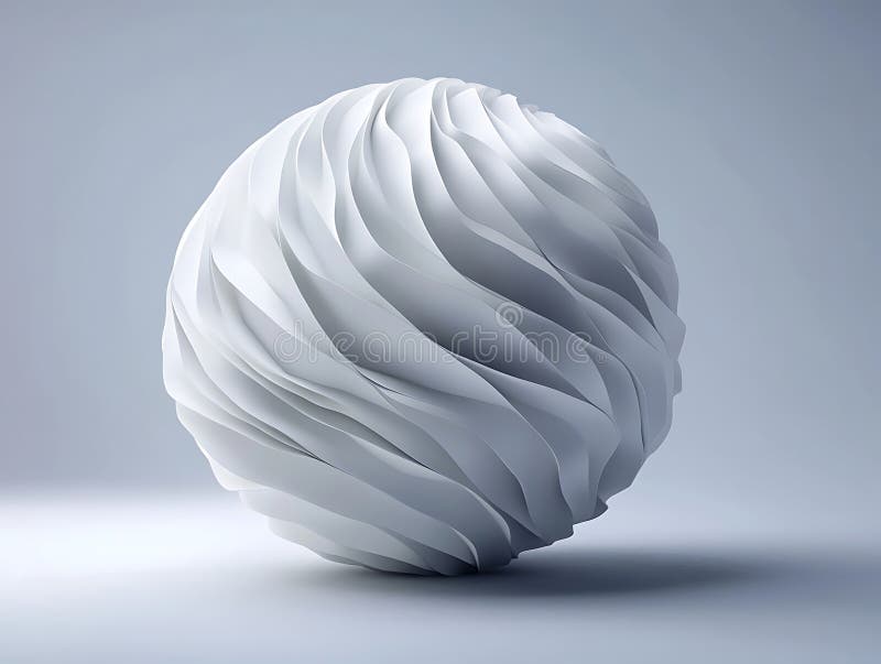 "Sleek White Abstract Sphere with Smooth Wavy Texture and Form Stock ...