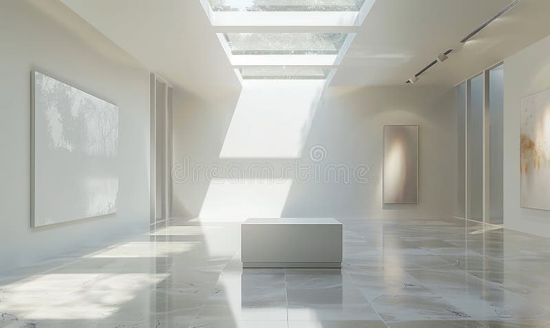 A Sleek White Acrylic Pedestal in a Modern Gallery Stock Illustration - Illustration of modern ...