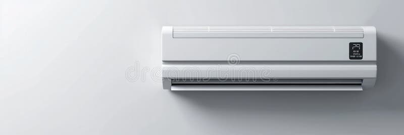 Sleek White Air Conditioner on Wall, Digital Temperature Display, Room ...