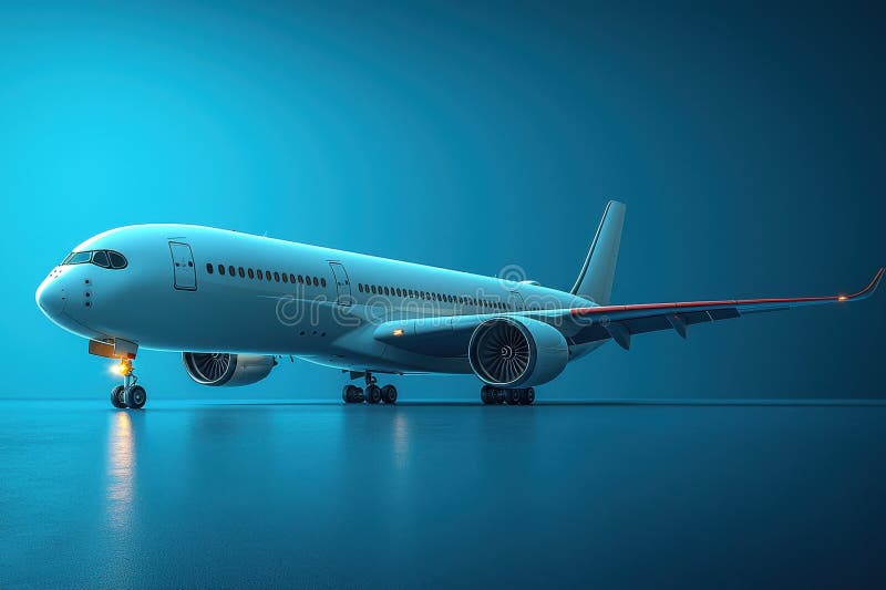 Sleek White Airplane Rests Serene Blue Environment Stock Photos - Free ...