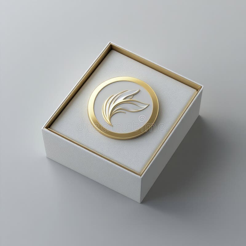 Elegant White Box with Gold and Silver Embossed Circular Leaf Design ...