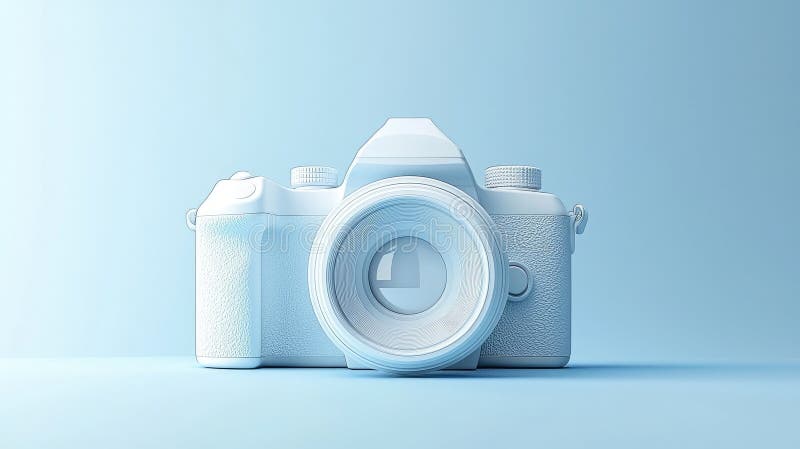A Sleek White Camera on a Soft Blue Background, Symbolizing Modern ...