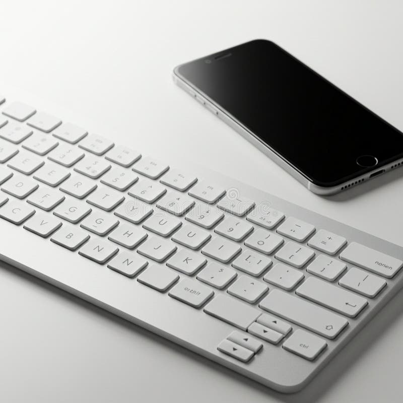 A Sleek, White Computer Keyboard with Evenly Spaced Keys Sits on a ...