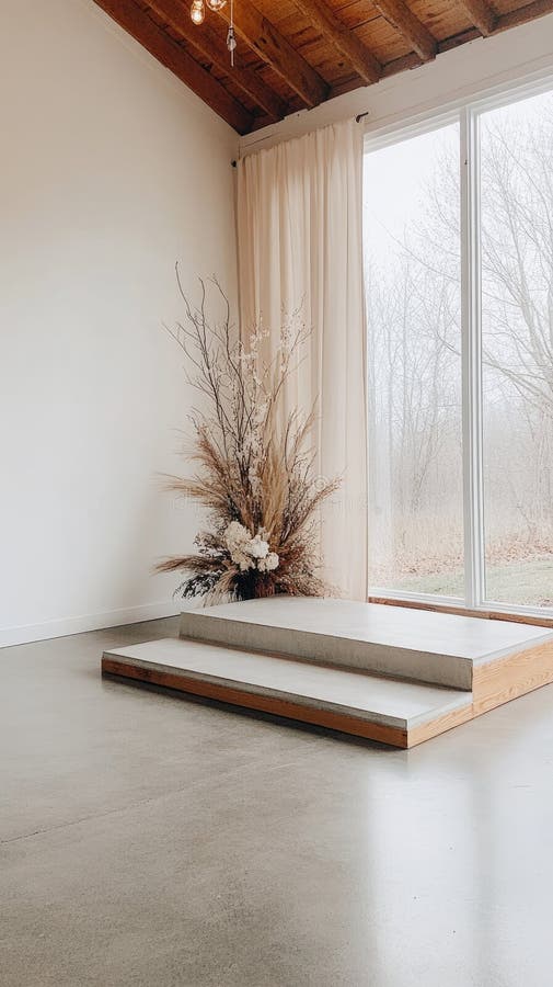 Sleek White Concrete Podium with Three Steps Highlights a Refined and ...