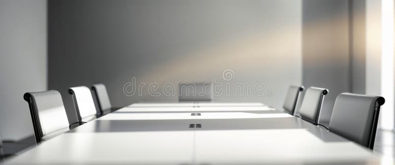 Sleek White Conference Table with Modern Design. Stock Image - Image of ...