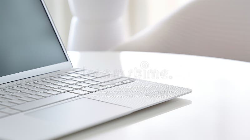 Sleek white desk laptop stock illustration. Illustration of close ...