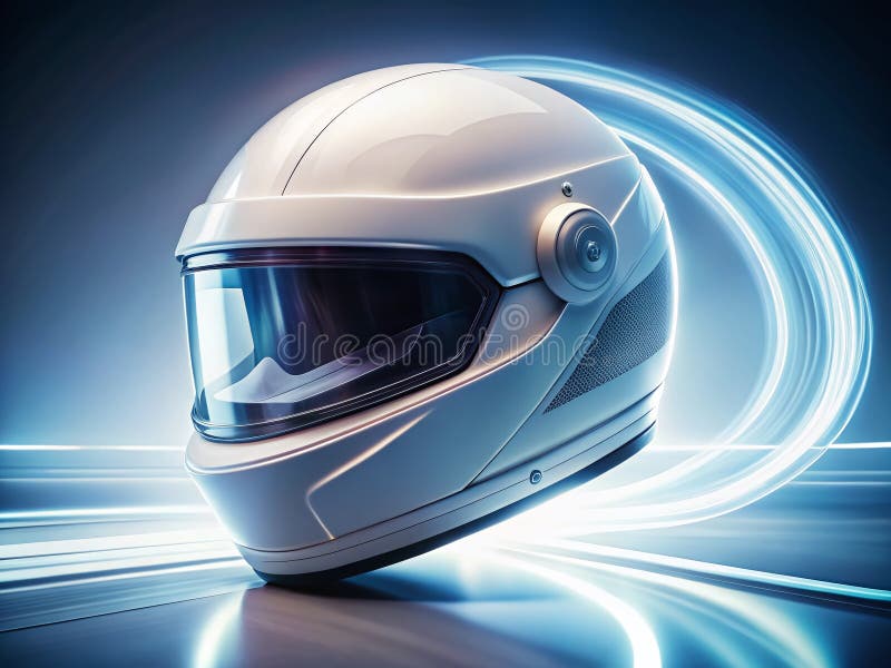 Sleek White Futuristic Helmet Long Exposure Photography Captures ...