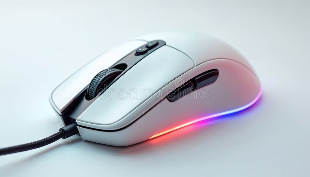 Sleek White Gaming Mouse with Ergonomic Design. Features Precise Scroll ...