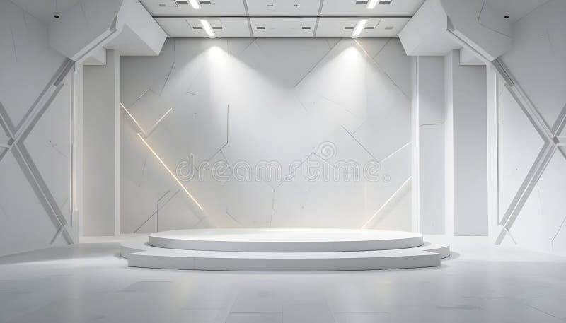 Modern White Abstract Geometric Stage Background with Crossed Lines and ...