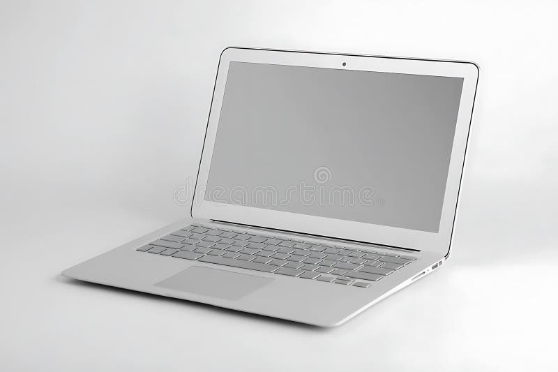 Sleek White Laptop Computer Mockup Modern Technology Device on White ...