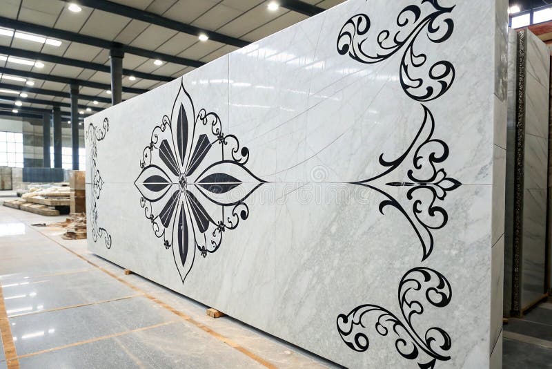 White Marble Granite Background with Black Pattern Stock Illustration ...