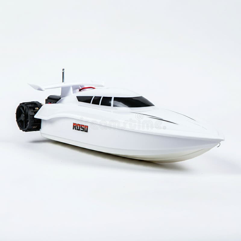 Sleek White Model Speedboat with a Streamlined Design and Large Black ...