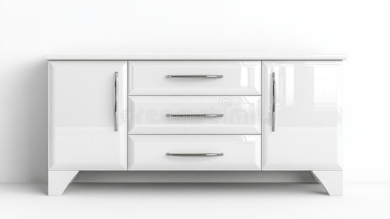 Sleek White Modern Cabinet with Glossy Finish and Minimalist Design ...