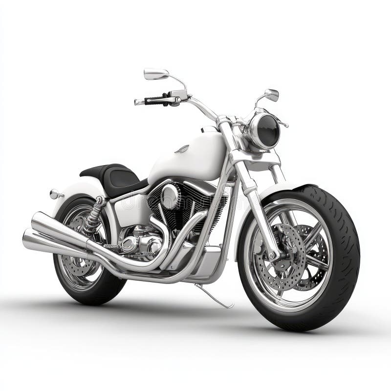 Sleek Chrome Motorcycle: a Powerful Machine on White Background Stock ...