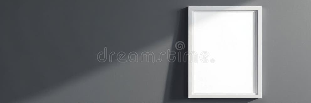 Sleek White Picture Frame Angled on a Dark Grey Wall , Empty, Simple ...