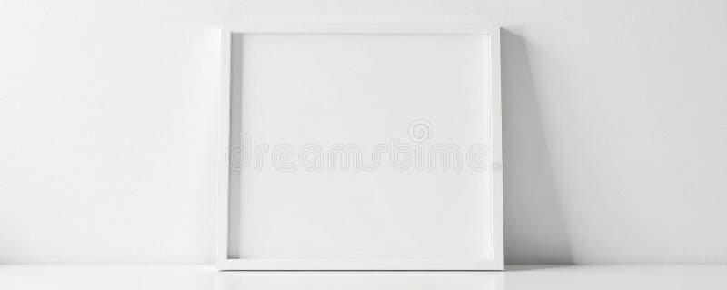 Sleek White Picture Frame Leans Casually on Whitewashed Wall , Simple ...
