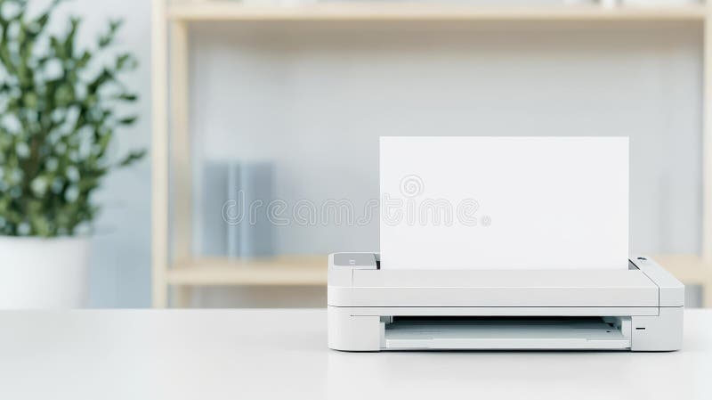 A Sleek White Printer Stands Out, Featuring a Crisp Paper Tray Against ...
