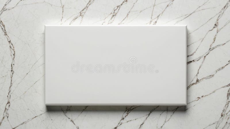 Sleek White Rectangle on Marble Surface, Modern and Minimalist Design ...