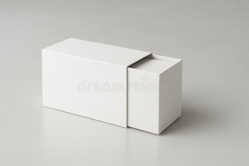Photo Sleek White Slider Box Mockup on Plain Surface with Sliding Tray ...