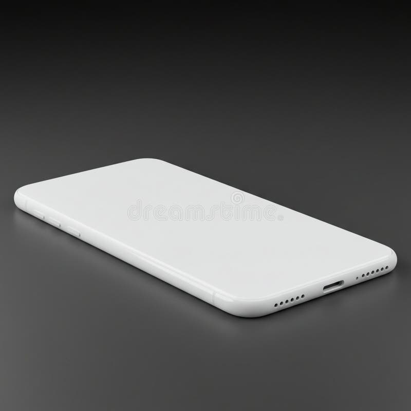 A Sleek, White, Rectangular Smartphone with Rounded Corners Rests on a ...