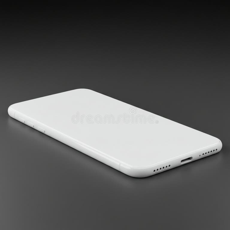 A Sleek, White, Rectangular Smartphone with Rounded Corners Rests on a ...