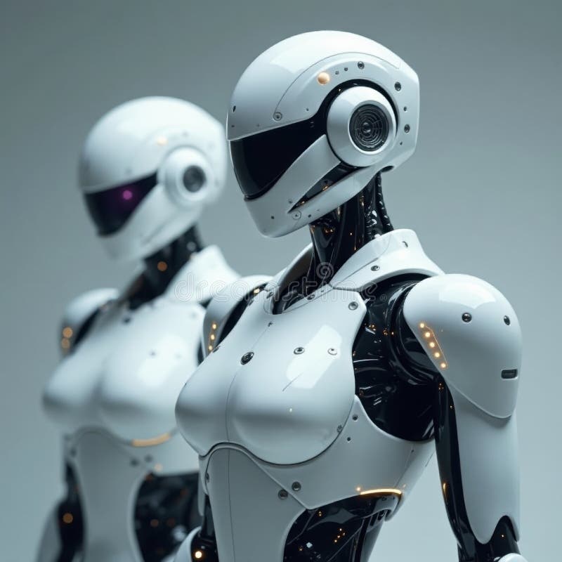 Sleek White Robots, Advanced Armor, Futuristic Design, Android, Bots ...