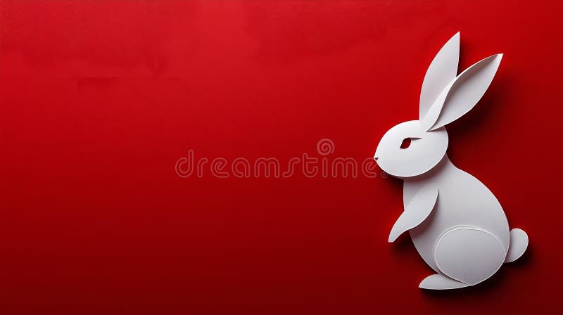 A Sleek White Silhouette of a Rabbit is Positioned on the Right Side of ...