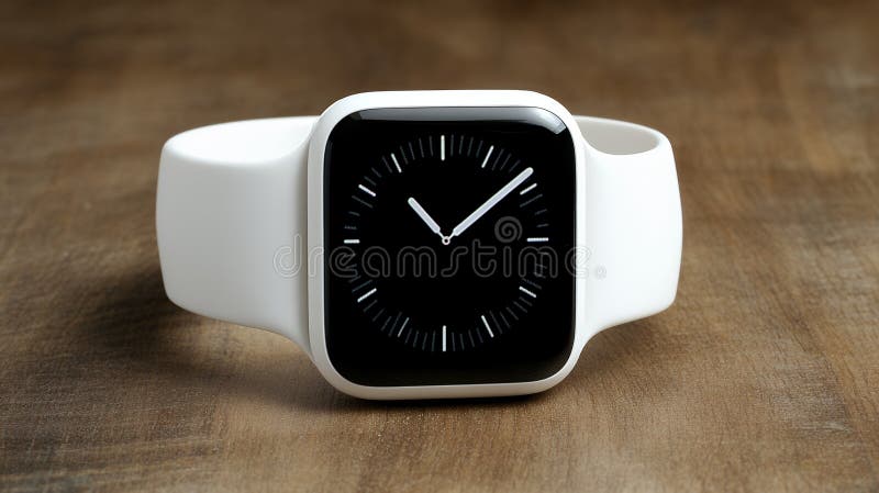 Sleek Black Smartwatch White Band Surface Stock Photos - Free & Royalty ...